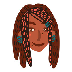 Female face sticker handdrawn Royalty Free Vector Image