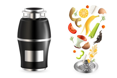 Food waste disposer under kitchen sink realistic Vector Image