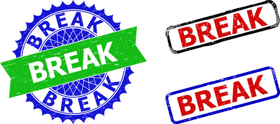 Pause rosette and rectangle bicolor badges Vector Image