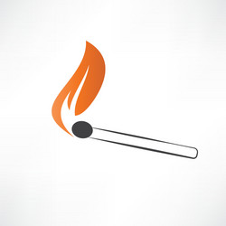Burning match isolated on white background Vector Image