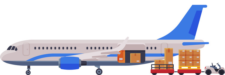 Unloading cargo plane at airport freight airplane Vector Image