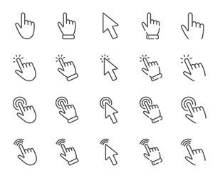 Click pointer line icons mouse cursor hand Vector Image