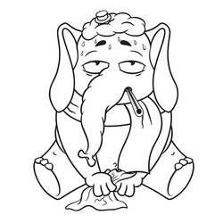Elephant he felt bad vomiting cartoon Royalty Free Vector