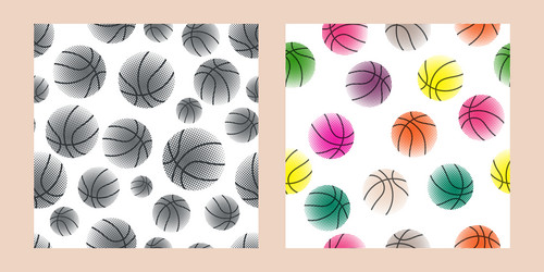 Basketball seamless patterns set with balls Vector Image