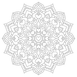 Distorted pink mandala with hearts on black Vector Image