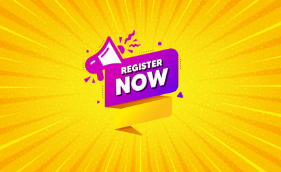 Register now paper banner free registration tag Vector Image