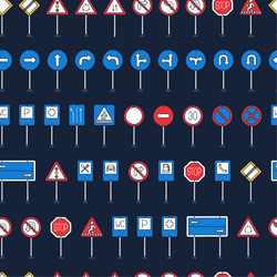 Roadn and sign seamless pattern roads and road Vector Image