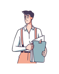 Successful businessman standing holding document Vector Image