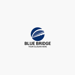 Creative bridge and river logo design Royalty Free Vector