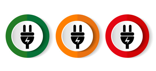 Electricity icon energy power plug flat design Vector Image