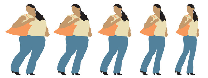 Conceptual fat overweight obese female vs slim Vector Image