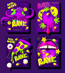 Psychedelic rave banner Royalty Free Vector Image