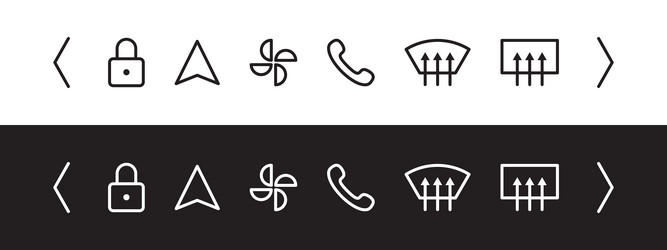 Car interface icons set function Royalty Free Vector Image