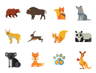 Wild animals icon set Royalty Free Vector Image