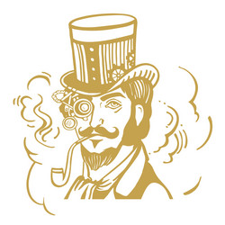 Steampunk old man in top hat and glasses Vector Image