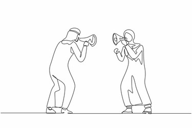 Continuous line drawing of couple in conflict man Vector Image