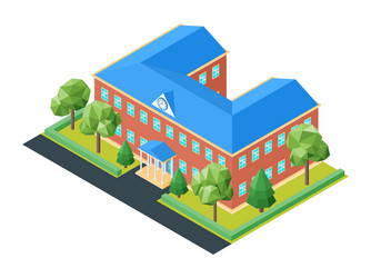 3d isometric school Royalty Free Vector Image - VectorStock
