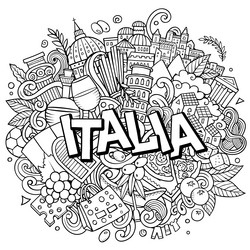 Italia hand drawn cartoon doodles Royalty Free Vector Image