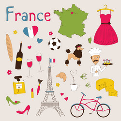 Set of french items Royalty Free Vector Image - VectorStock