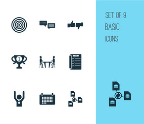 Team icons set with teamwork file sharing Vector Image