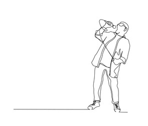 Continuous line drawing of man singing Royalty Free Vector