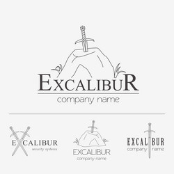 Excalibur outline insignias and logotypes set Vector Image
