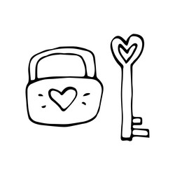 Keys and locks doodle set Royalty Free Vector Image