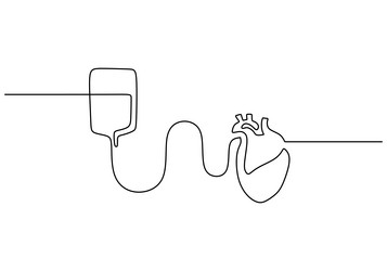 One continuous single line drawing of blood donor Vector Image