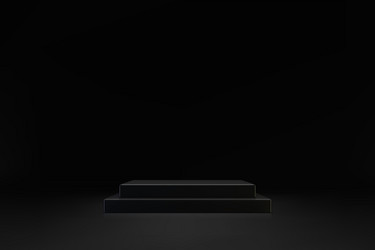 3d realistic empty black podium pedestal box Vector Image