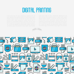 Digital printing concept with thin line icons Vector Image