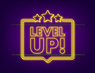 Level up neon sign gaming design template Vector Image
