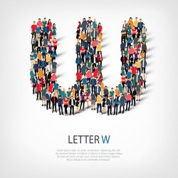 Group people shape letter w Royalty Free Vector Image