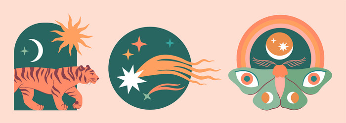 Magic sun and moon abstract art Royalty Free Vector Image