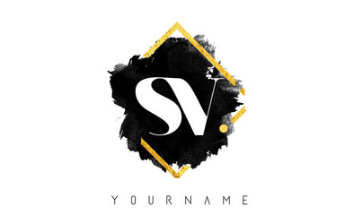 Golden letters sv s v logo with leading lines Vector Image