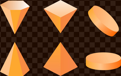 3d shapes set eps orange colour glow sun Vector Image