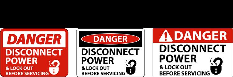 Notice disconnect power label on white background Vector Image