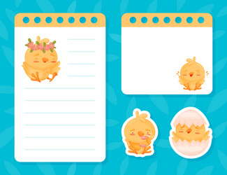 Empty card with cute yellow chicken Royalty Free Vector