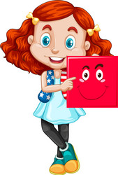 Girl holding math shape Royalty Free Vector Image