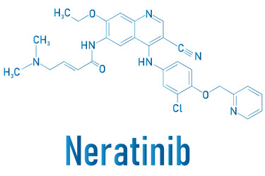 Neratinib molecule skeletal formula Royalty Free Vector