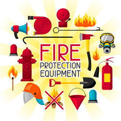 Background with firefighting sticker items fire Vector Image