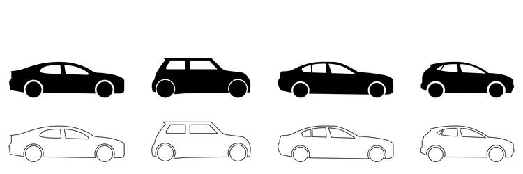 Cars outline icons collection vehicle automobile Vector Image