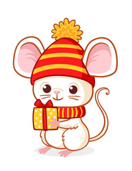 Cute mouse cartoon waving hand Royalty Free Vector Image
