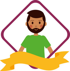 Man character portrait ribbon Royalty Free Vector Image