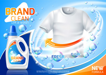 Washing powder ad realistic Royalty Free Vector Image