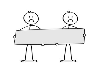 Two cheerful cartoon man holding a poster a place Vector Image
