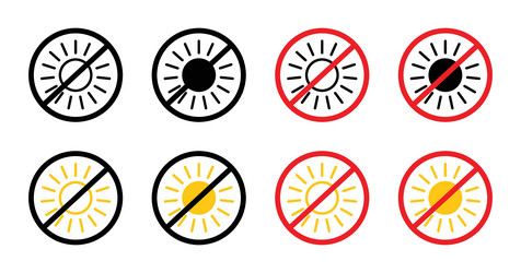 No sun icon setforbidden sunlight exposure symbol Vector Image