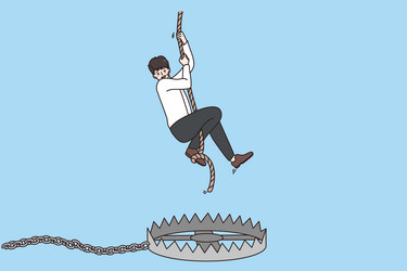 Man doing rope climbing exercise for sport Vector Image