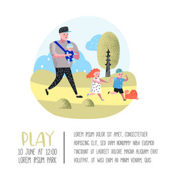 Family outdoor activity poster banner walking Vector Image