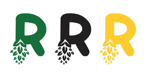 Letter eroded into leaf e logo Royalty Free Vector Image