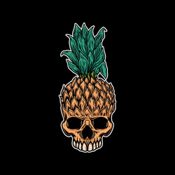 Scary pineapple skull half skeleton Royalty Free Vector